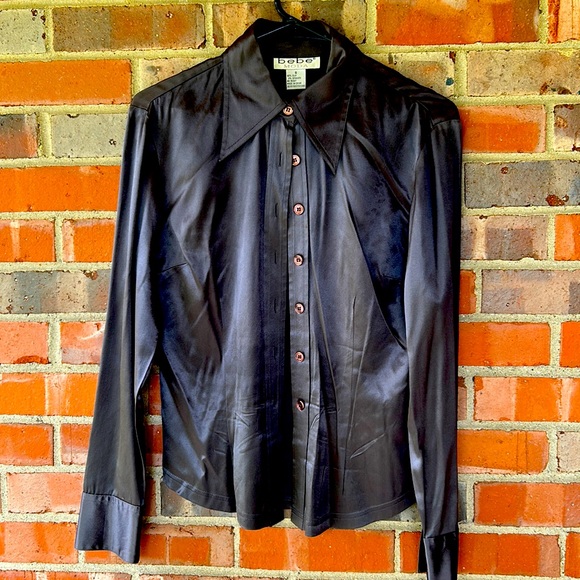 bebe | Tops | Vintage 9s Grey Silk Bebe Blouse Small | Poshmark